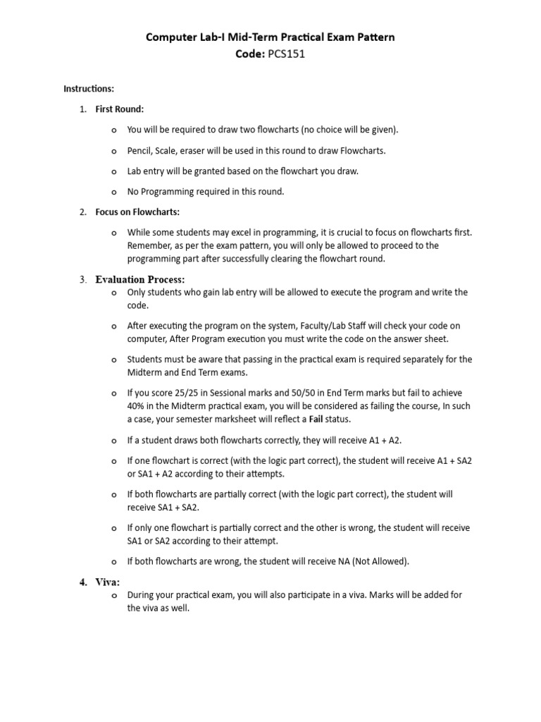 PCS151 Mid Term Exam Pattern | PDF | Computers