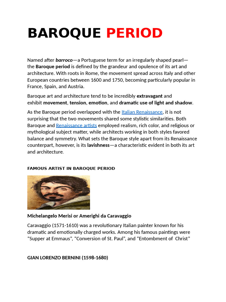 Baroque Period | PDF | Baroque | Peter Paul Rubens
