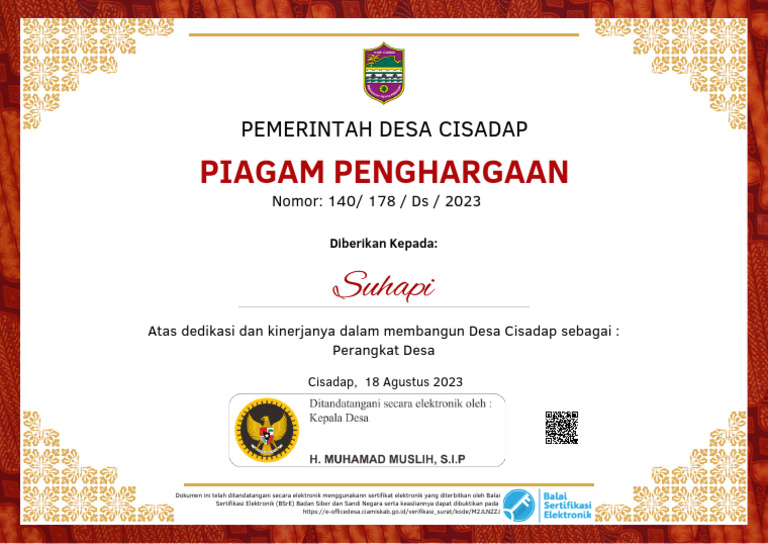 Piagam Penghargaan | PDF