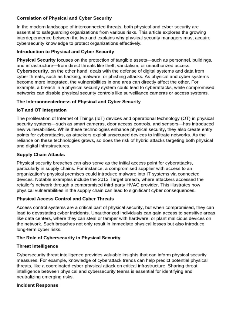Correlation of Physical and Cyber Security | PDF | Computer Security ...