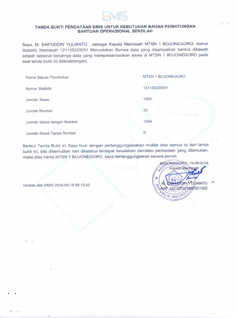 EMIS BAP - BOS2024 - 2025 - Ganjil - 121135220001tahap-1 | PDF