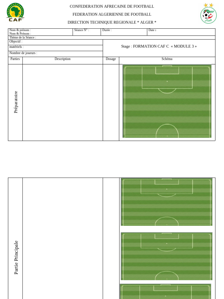 Fiche de Séance CAF C vierge | PDF