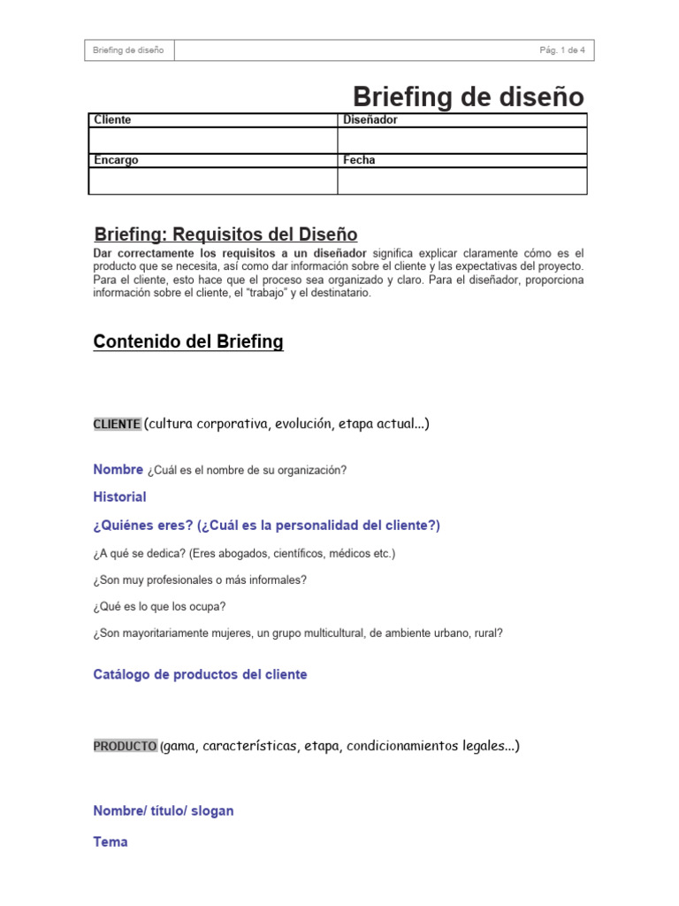 Formato Brief | PDF | Diseño | Mercado (economía)