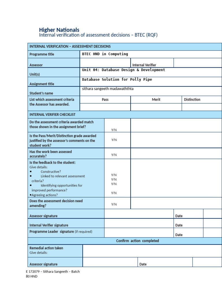 1152-1647581630526-Unit 04 - Database Design and Development - Reworded - 2021 2 (2) (1) 1 | PDF ...