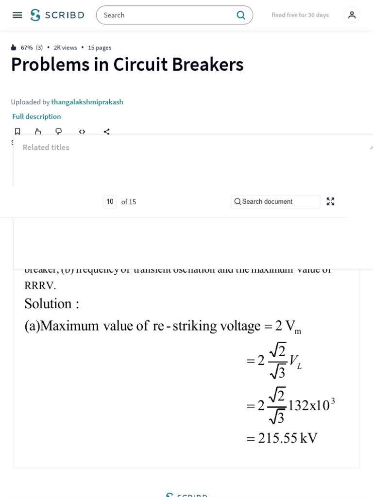 Problems in Circuit Breakers - PDF - Capacitor - Electrical Network ...