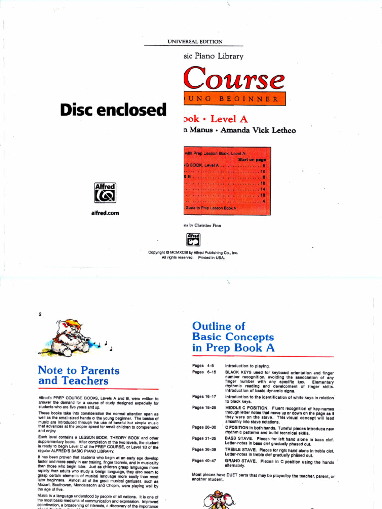Alfred's Piano Prep Course Level A | PDF | Musical Compositions ...