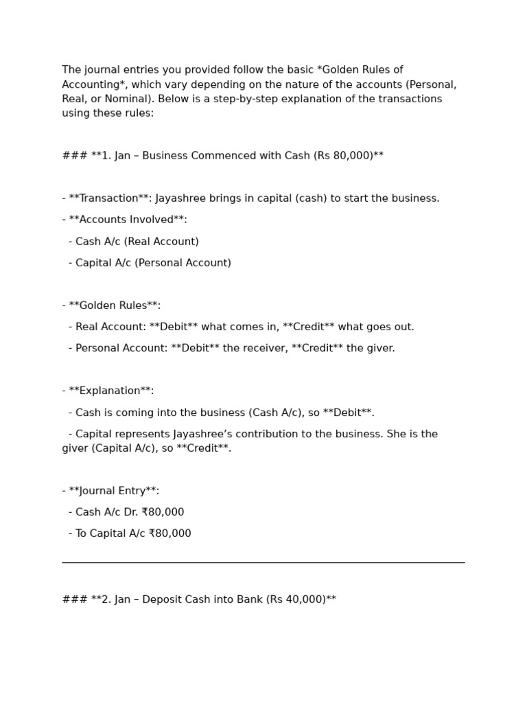 Explanation of journal entry | PDF | Debits And Credits | Financial ...