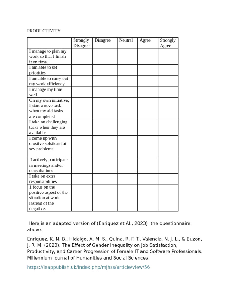 Productivity Adapted Questions | PDF | Career & Growth | Wellness