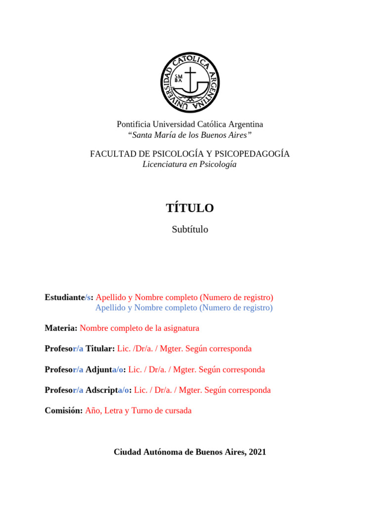 Formato Carátula UCA | PDF