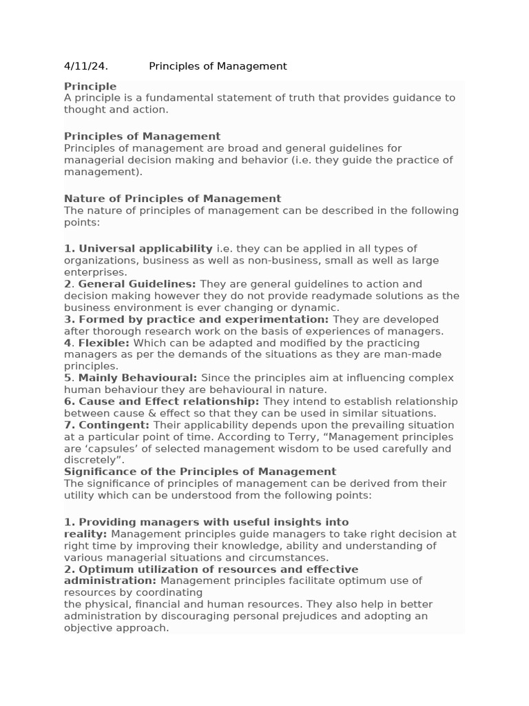 Principles of Management 1 | PDF | Employment | Disciplines