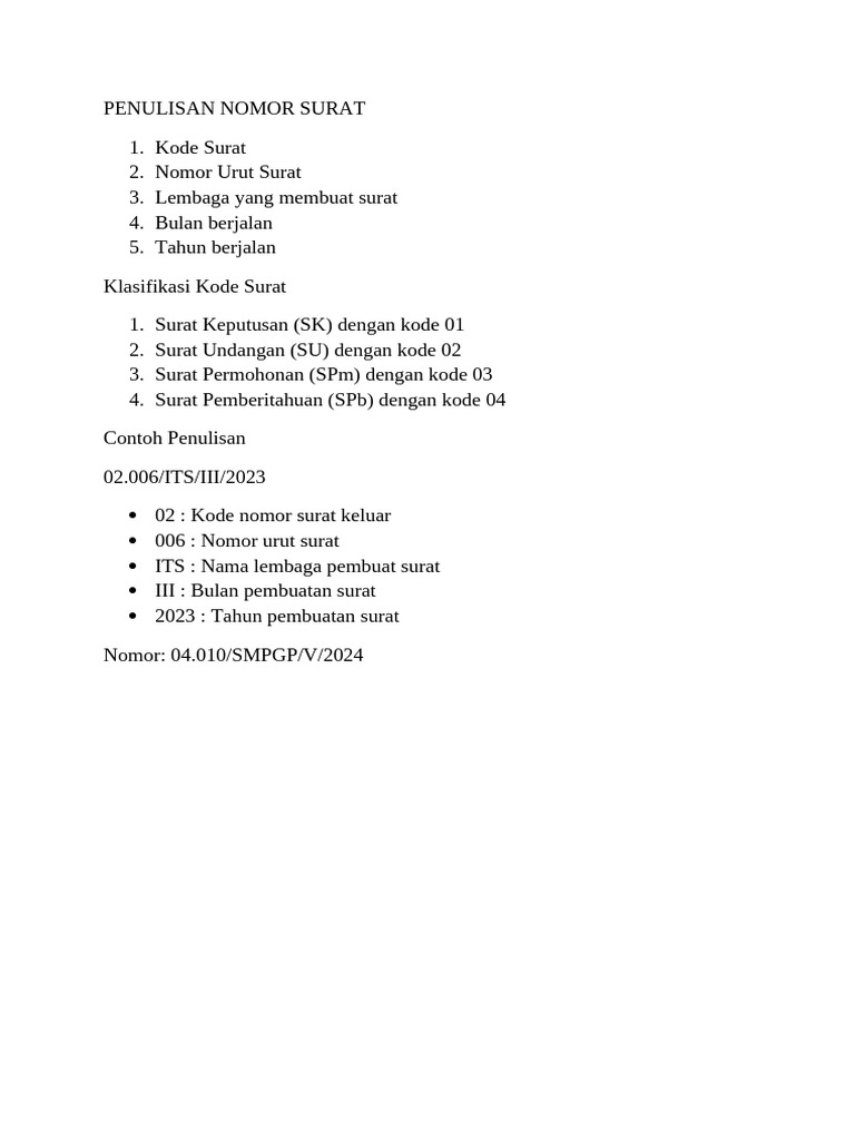 Materi Penulisan Nomor Surat | PDF