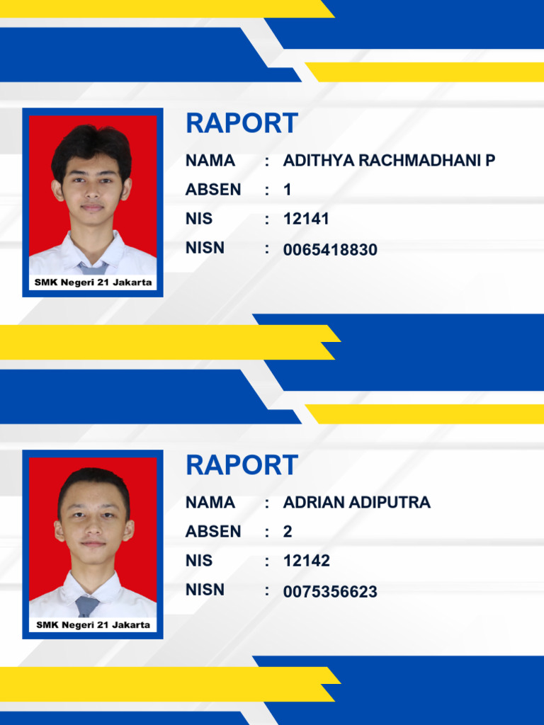 (Buat Banyak 1) Biru Dan Kuning Modern Kartu Identitas Mahasiswa Id ...