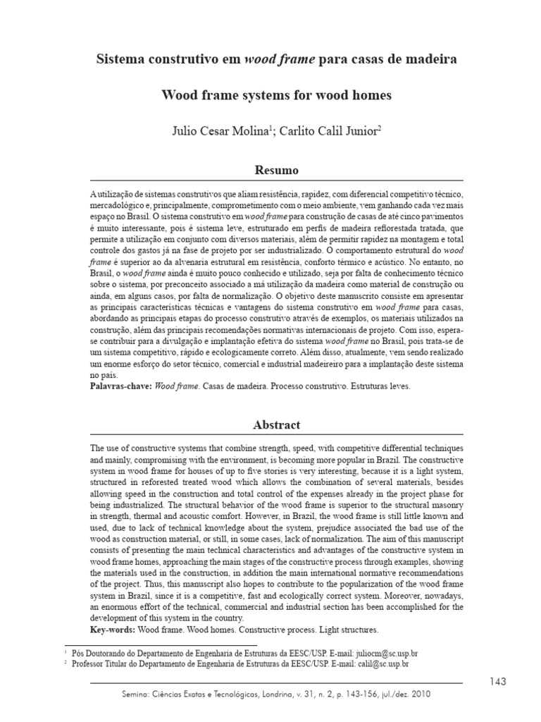 Wood Frame: Casas Sustentáveis no Brasil | PDF | Madeira