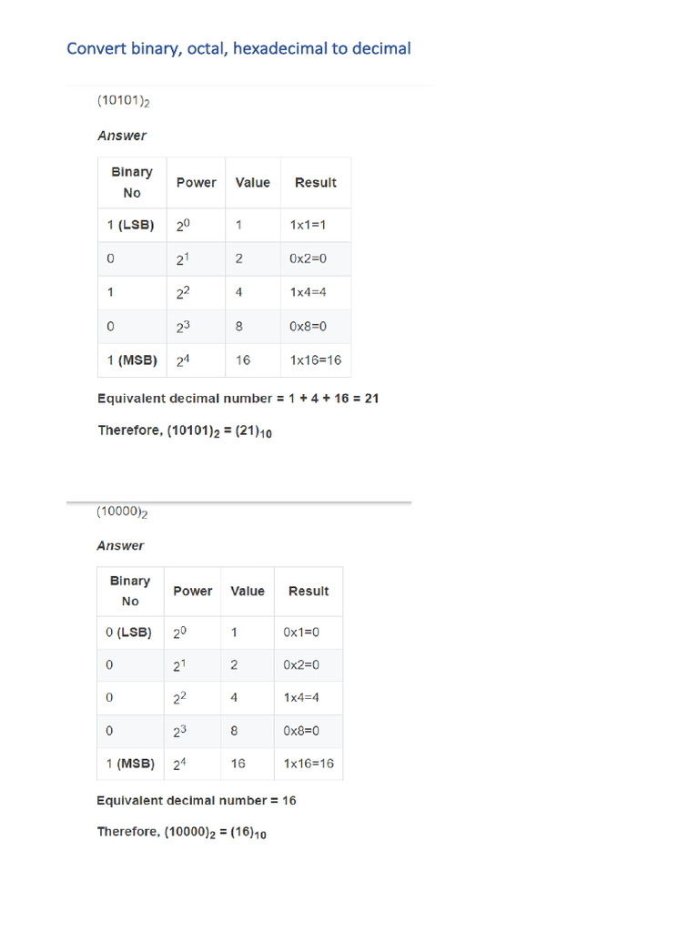 Numbering System Conversion Section1 | PDF