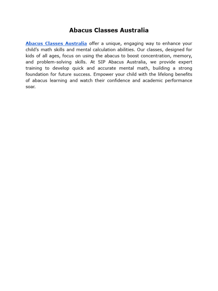 Abacus Classes Australia | PDF