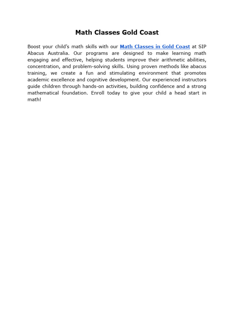 Math Classes Gold Coast | PDF