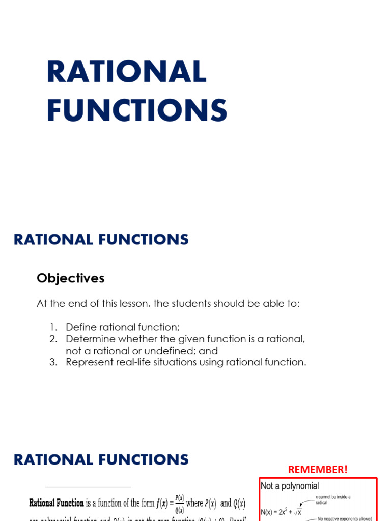 Rational Functions | PDF | Polynomial | Function (Mathematics)