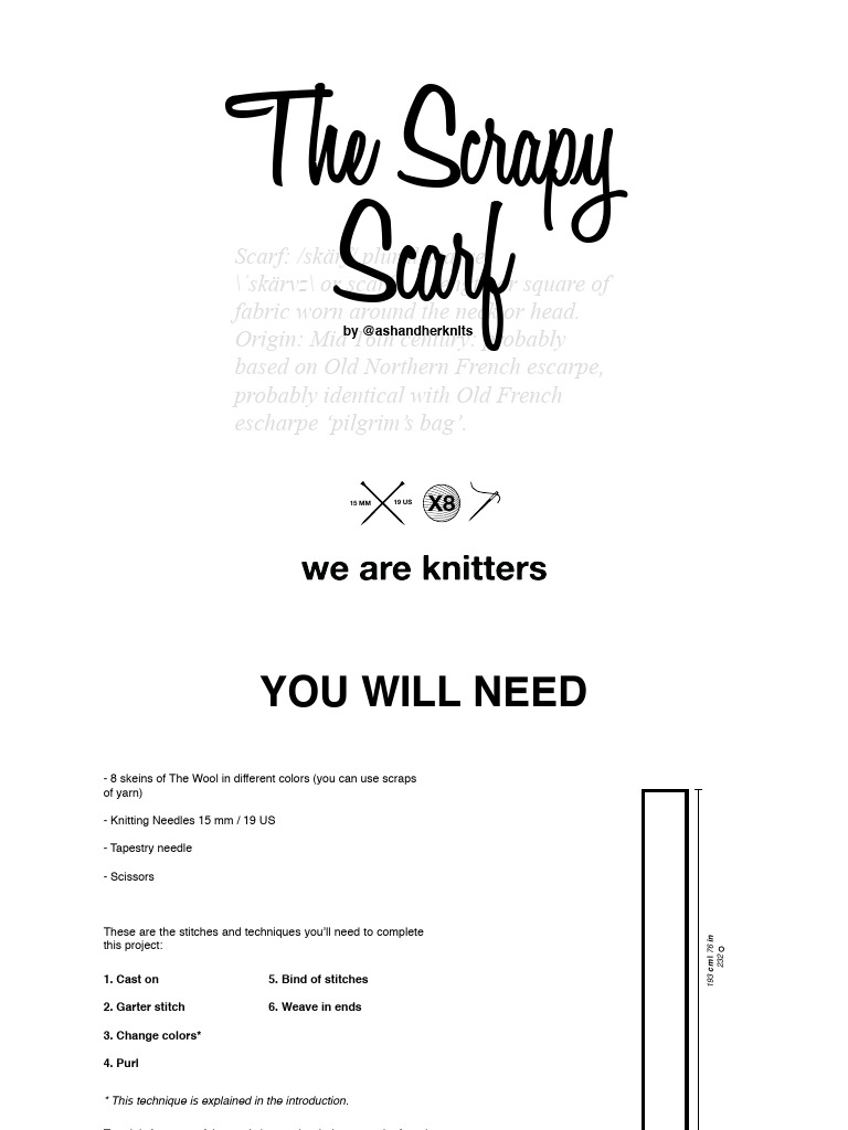 Scrappy Scarf Knitting Guide | PDF | Knitting | Basic Knitted Fabrics