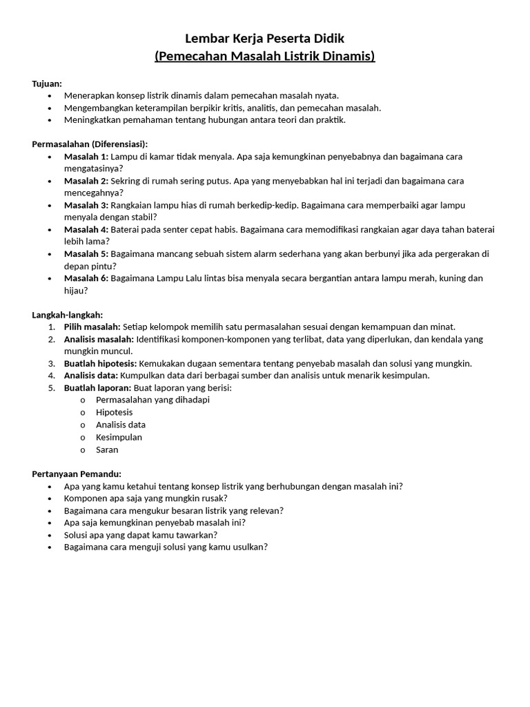 LKPD PBL Listrik Dinamis | PDF