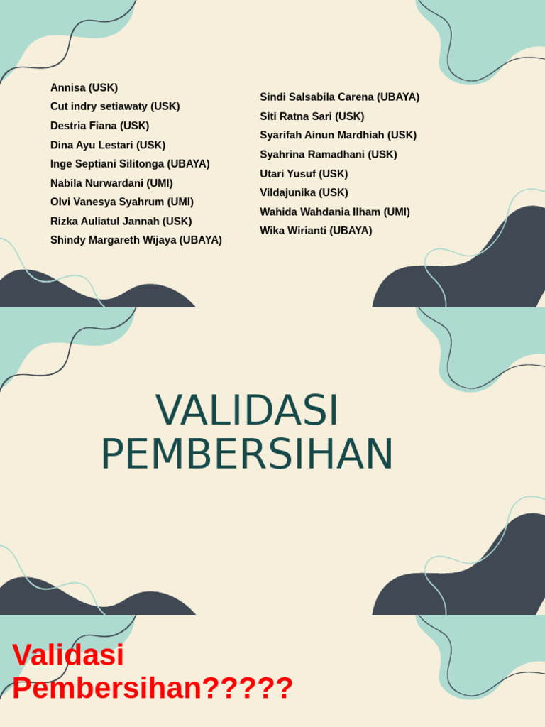 Validasi Pembersihan Dinay | PDF