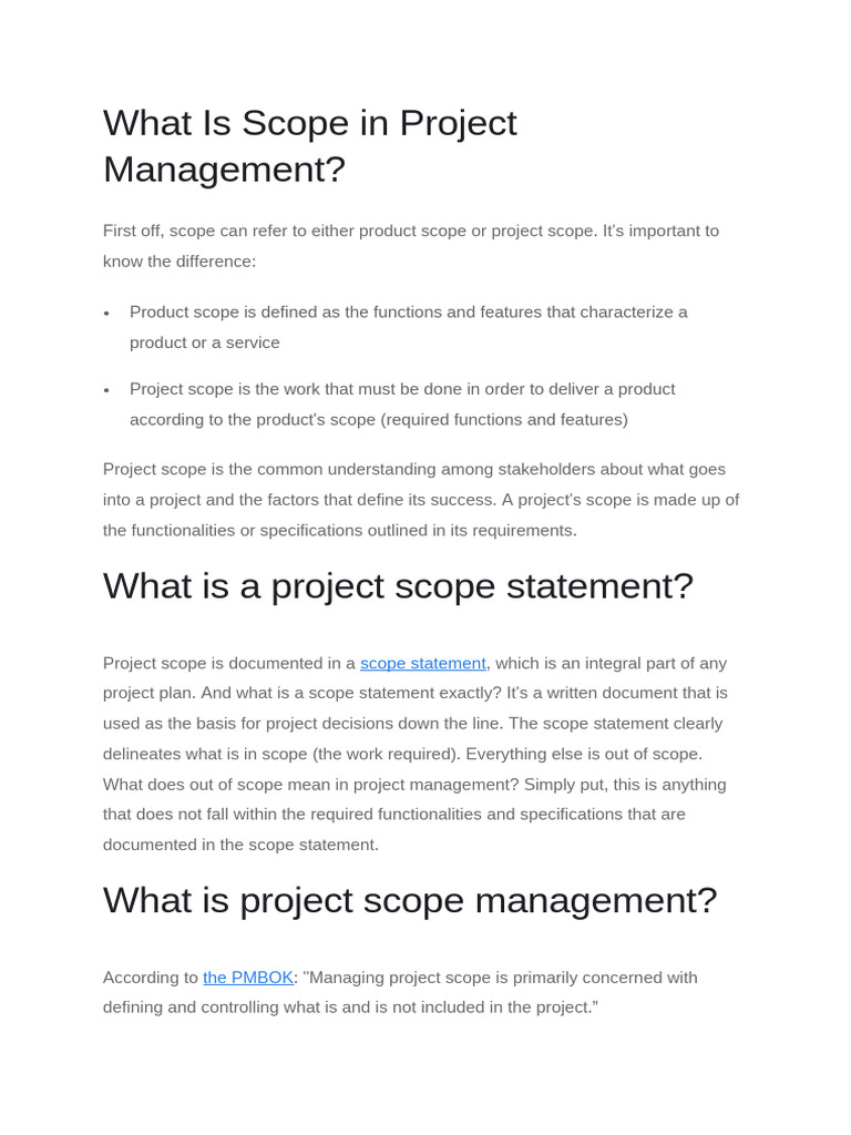 Project Scope & Scope Creep | PDF