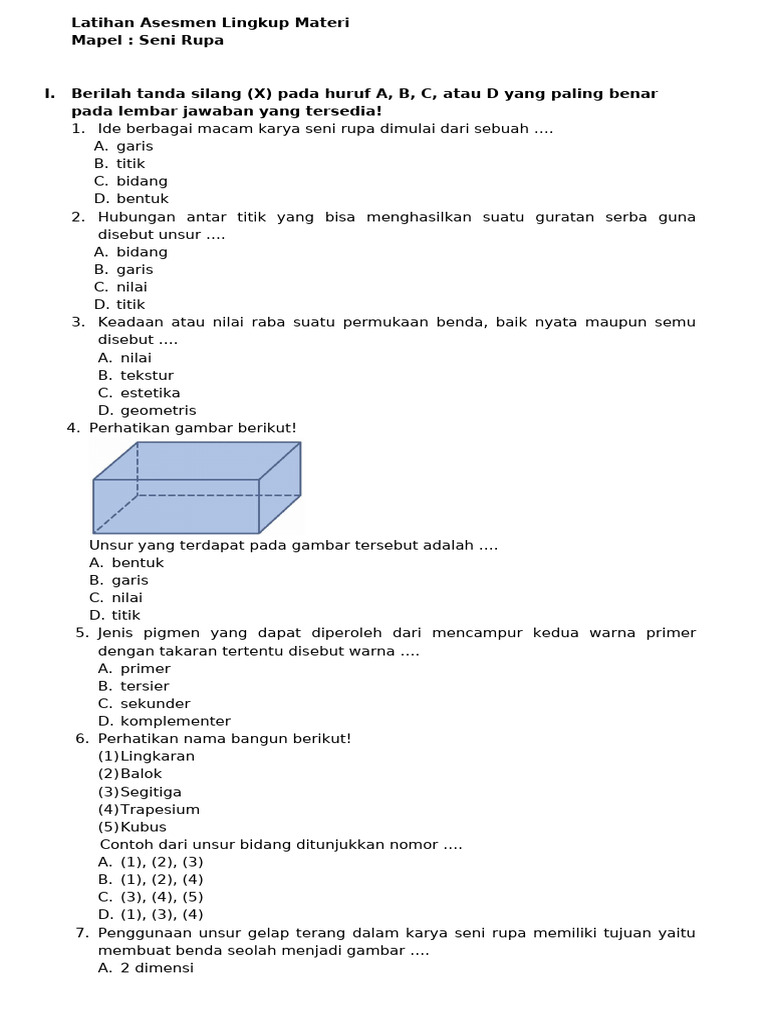 Latihan Asesmen Lingkup Materi | PDF