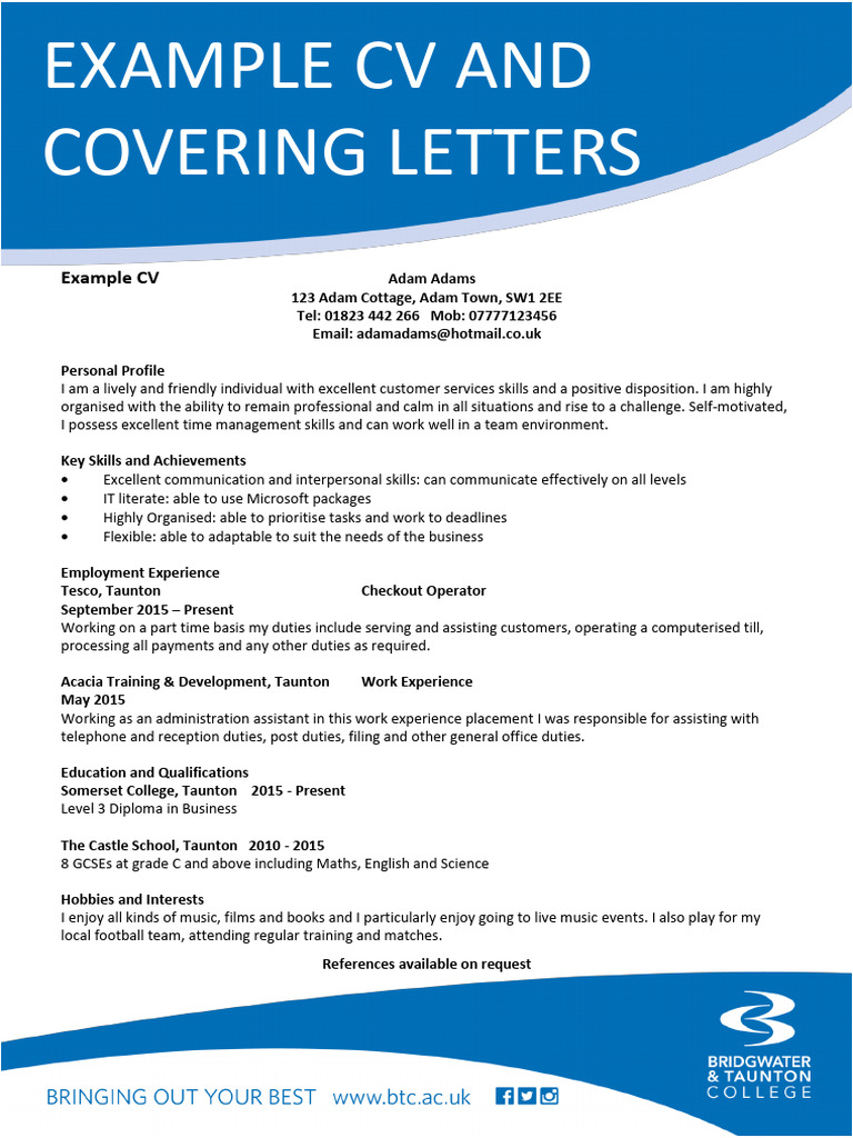 Example CV and Covering Letters | PDF | Leadership