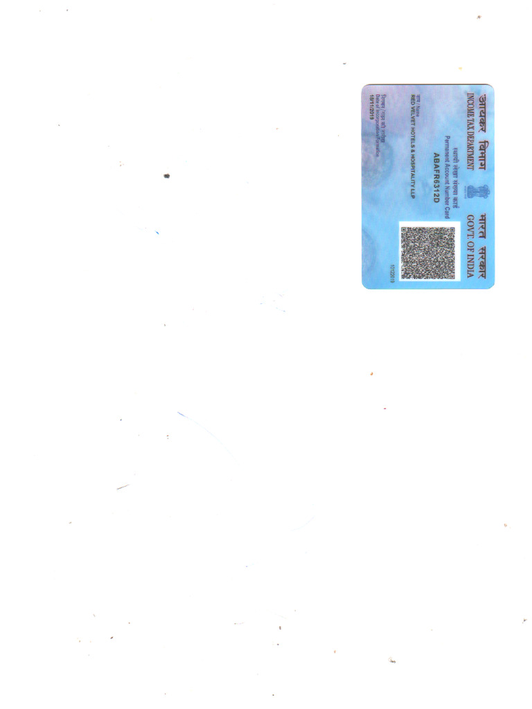 Pan Card Red Velvet Hotels & Hospitality LLP | PDF