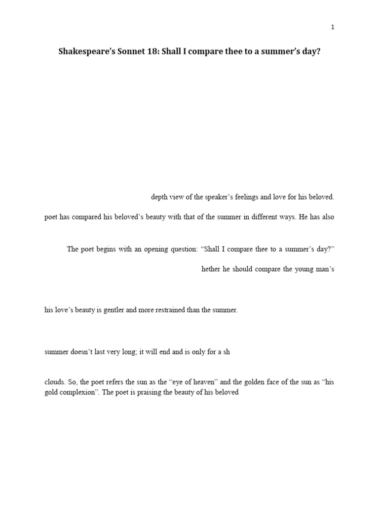 1 Shakespeare Essay Final Version PDF | PDF | Poetry | Sonnets