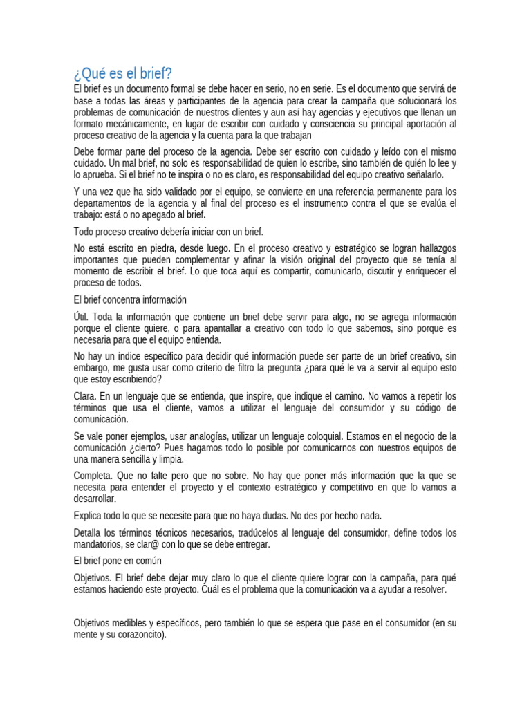 Qué es el brief | PDF | Comunicación