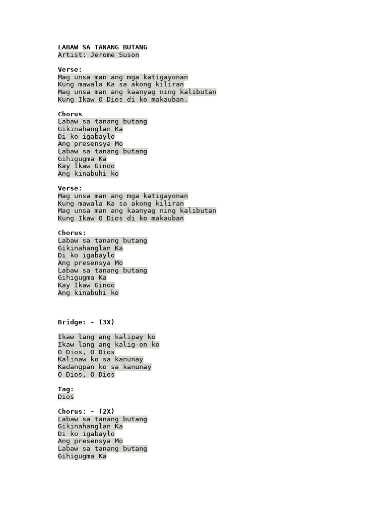 Labaw Sa Tanang Butang | PDF