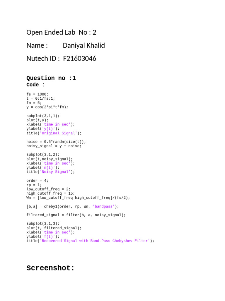 Open Ended Lab No 2 | PDF