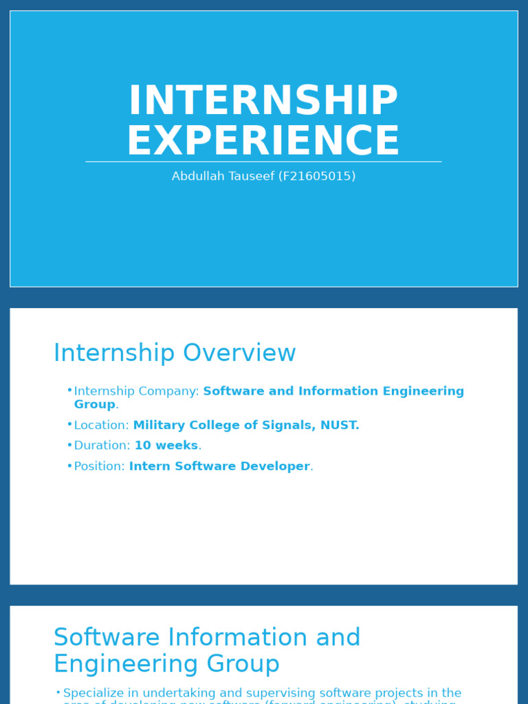 Internship Experience Abdullah Tauseef | PDF | Computers