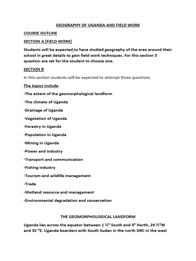 NOTES_GEOGRAPHY_OF_UGANDA_2021 | PDF | Wetland | Mining