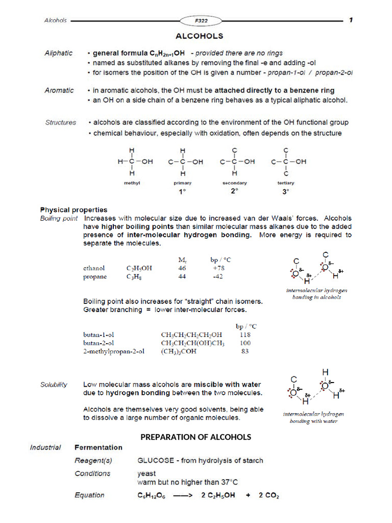 Alcohols Notes Gdu | PDF