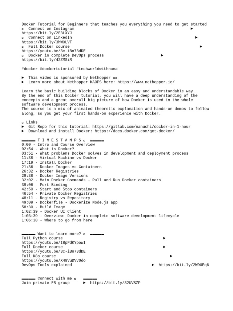 Docker Crash Course For Absolute Beginners (NEW) (Descripción) | PDF | Computer Science ...