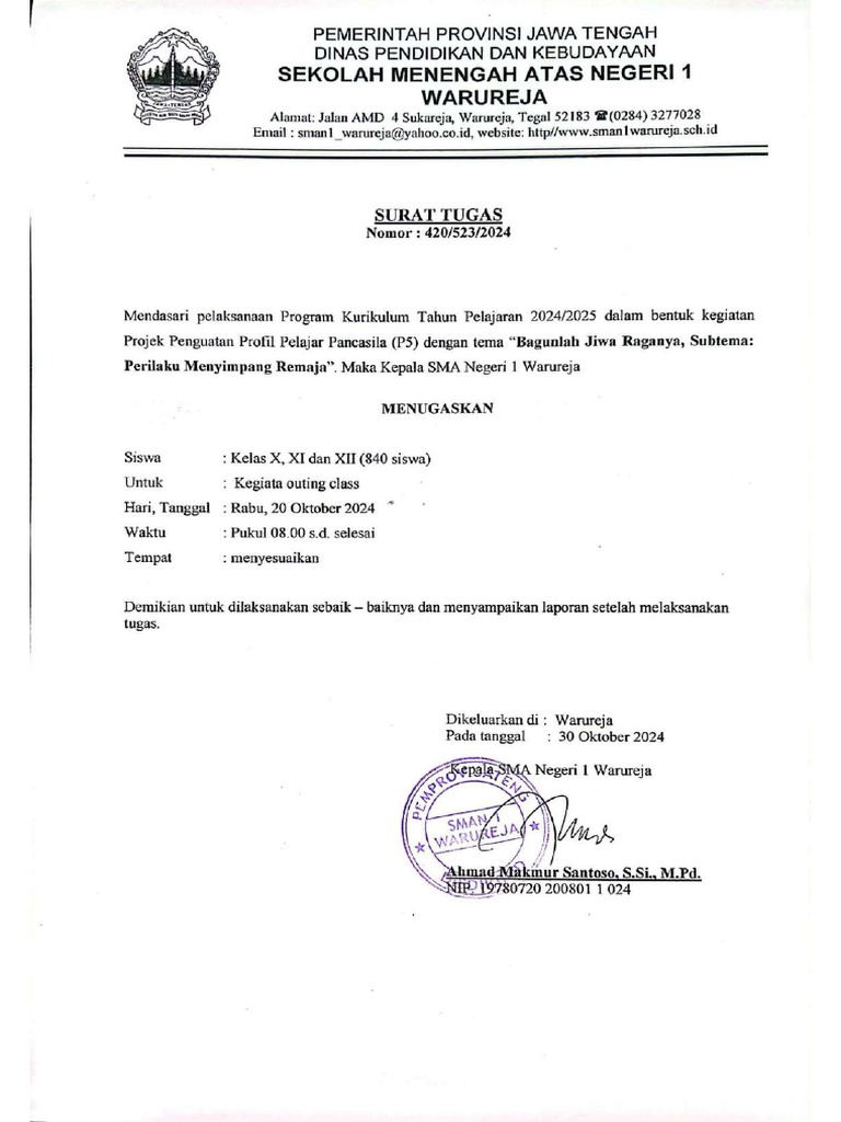 Surat Tugas Siswa | PDF