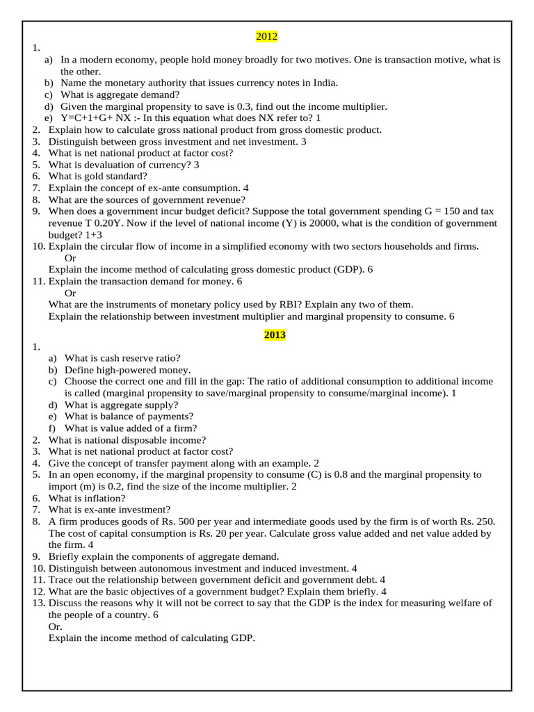 Key Economic Concepts and Definitions | PDF | Government Budget Balance ...