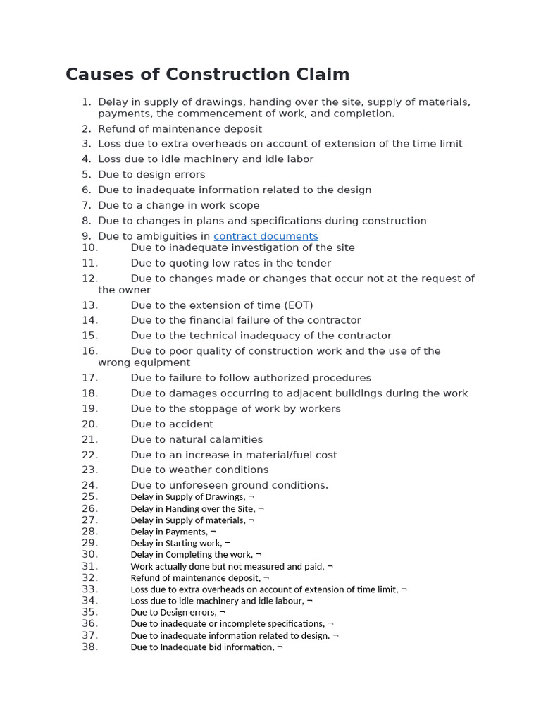 Causes of Construction Claim | PDF | Employment | Economies