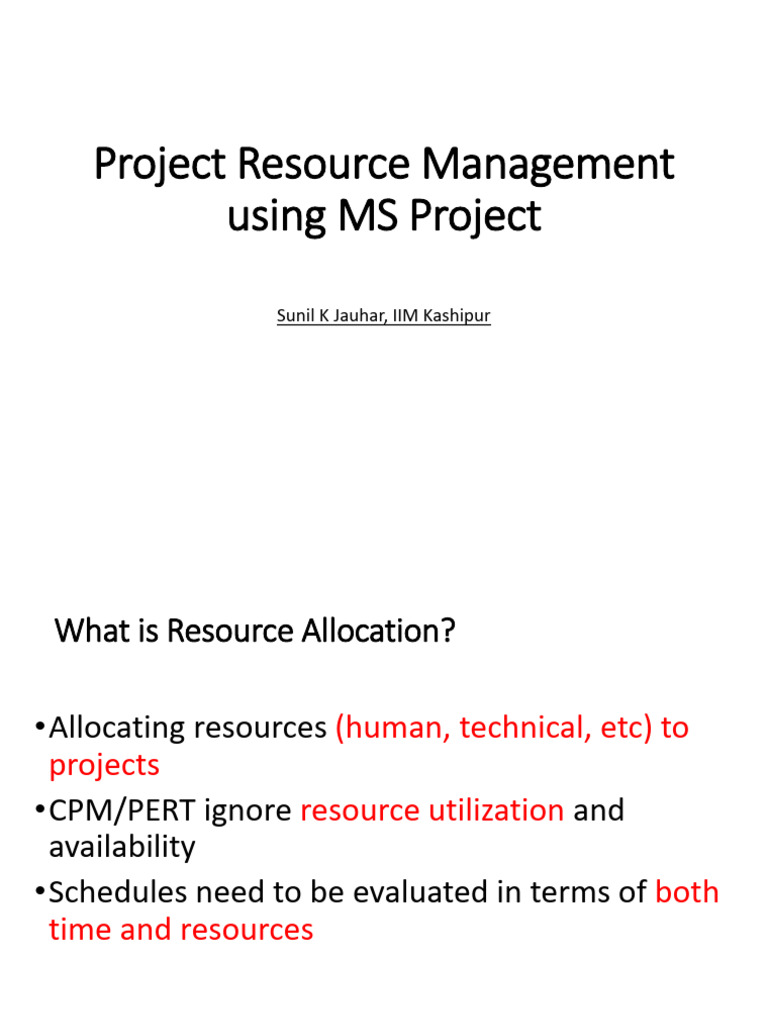 5. Module 8-9 (Session 17-18) Project Resource Management using MS Project | PDF | Project ...