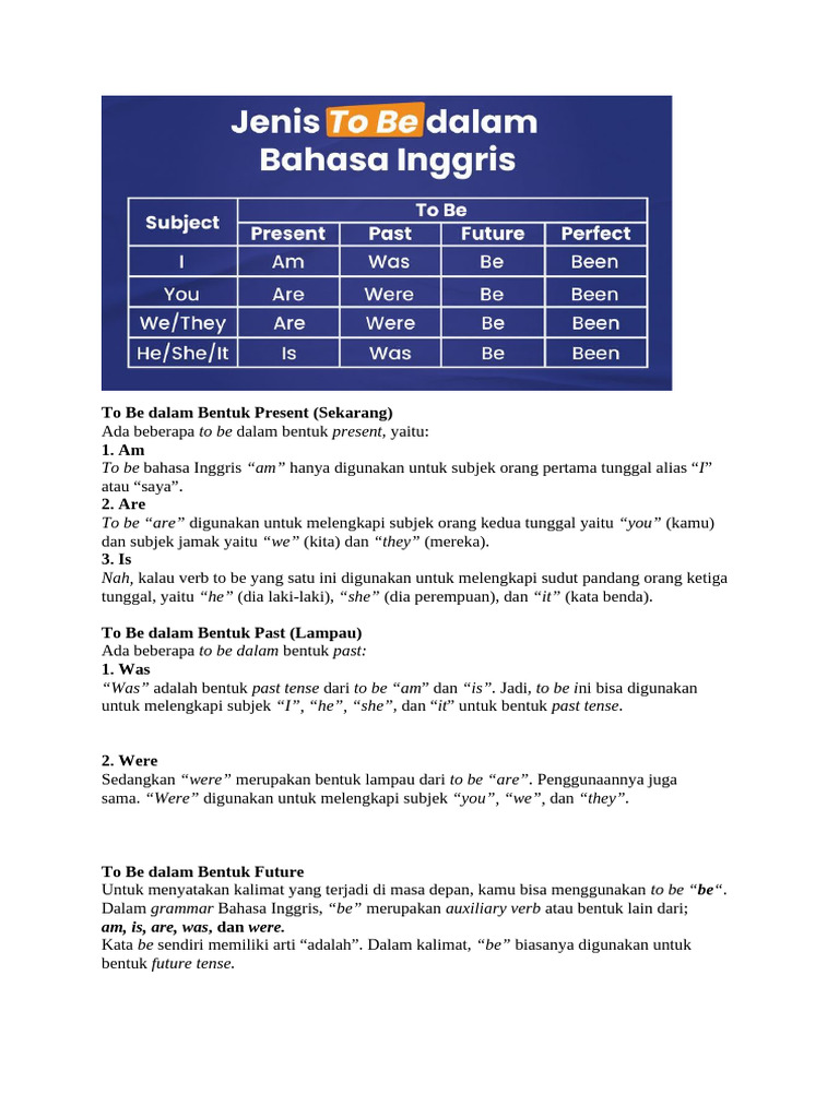 Subject and Tobe | PDF