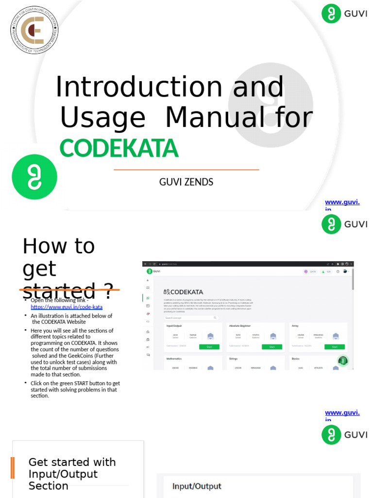 Introduction And Usage Manual For Codekata Guvi Pdf String Computer Science Logic