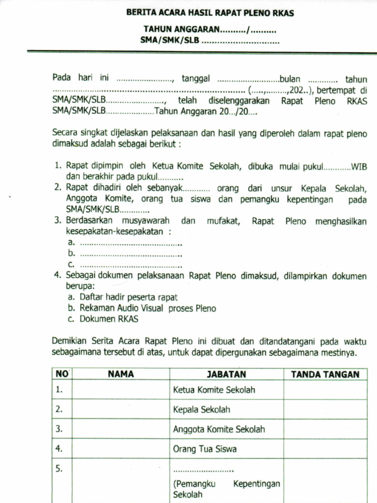 Berita Acara Rkas 2025 | PDF