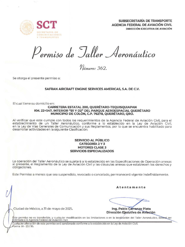 AFAC MX Certificate + OpsSpecs (May 2021) | PDF