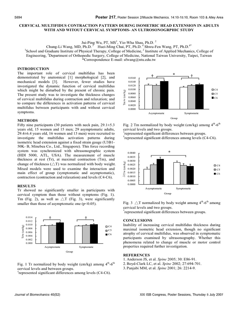 CERVICAL MULTIFIDUS CONTRACTION PATTERN DURING ISOMETRIC HEAD EXTENSION ...