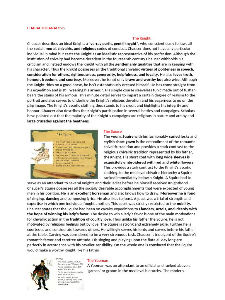 Character Analysis in Canterbury Tales | PDF | The Canterbury Tales ...