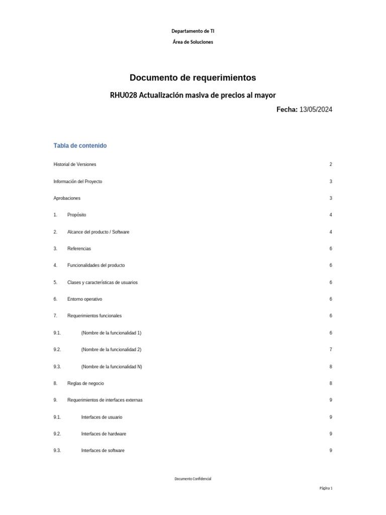 Documento de requerimientos RHU028 | PDF | Software | Tecnologías de la ... Documento de requerimientos RHU028 | PDF | Software | Tecnologías de la ...