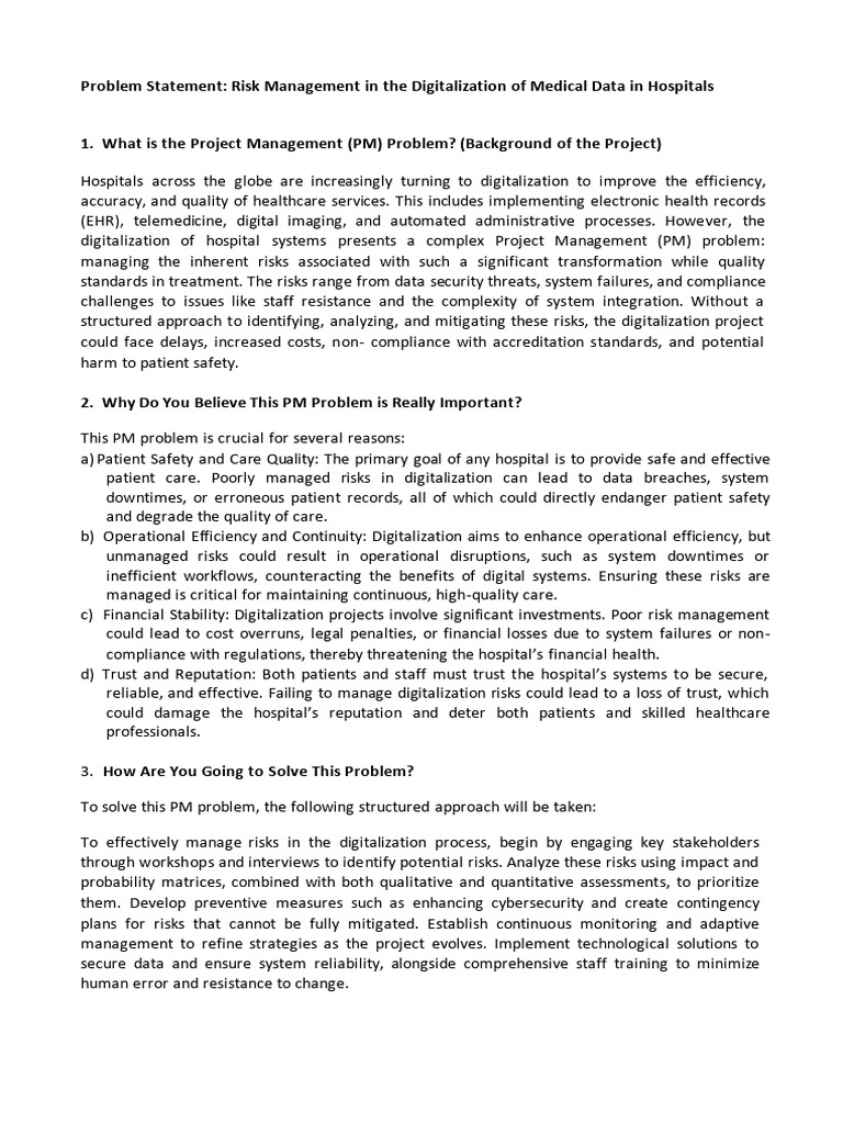 Proposal | PDF | Electronic Health Record | Patient Safety