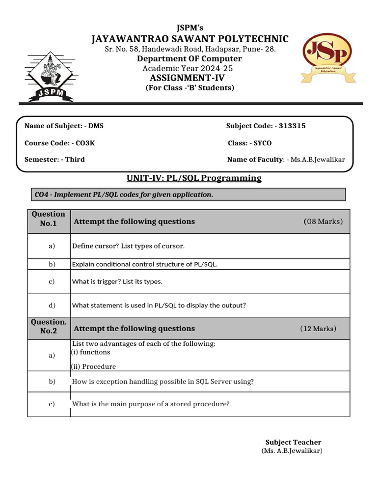 DMS Assignment 4 Class-B | PDF