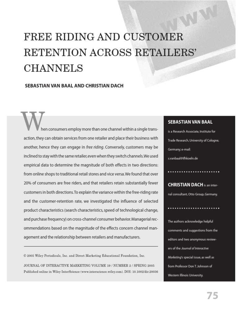 Free Riding and Customer Retention Across Retailers' Channels | PDF ...